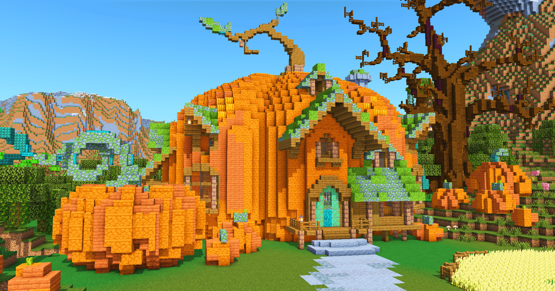 Minecraft Halloween Pumpkin House | 3D Guide @ Charliecustard Builds