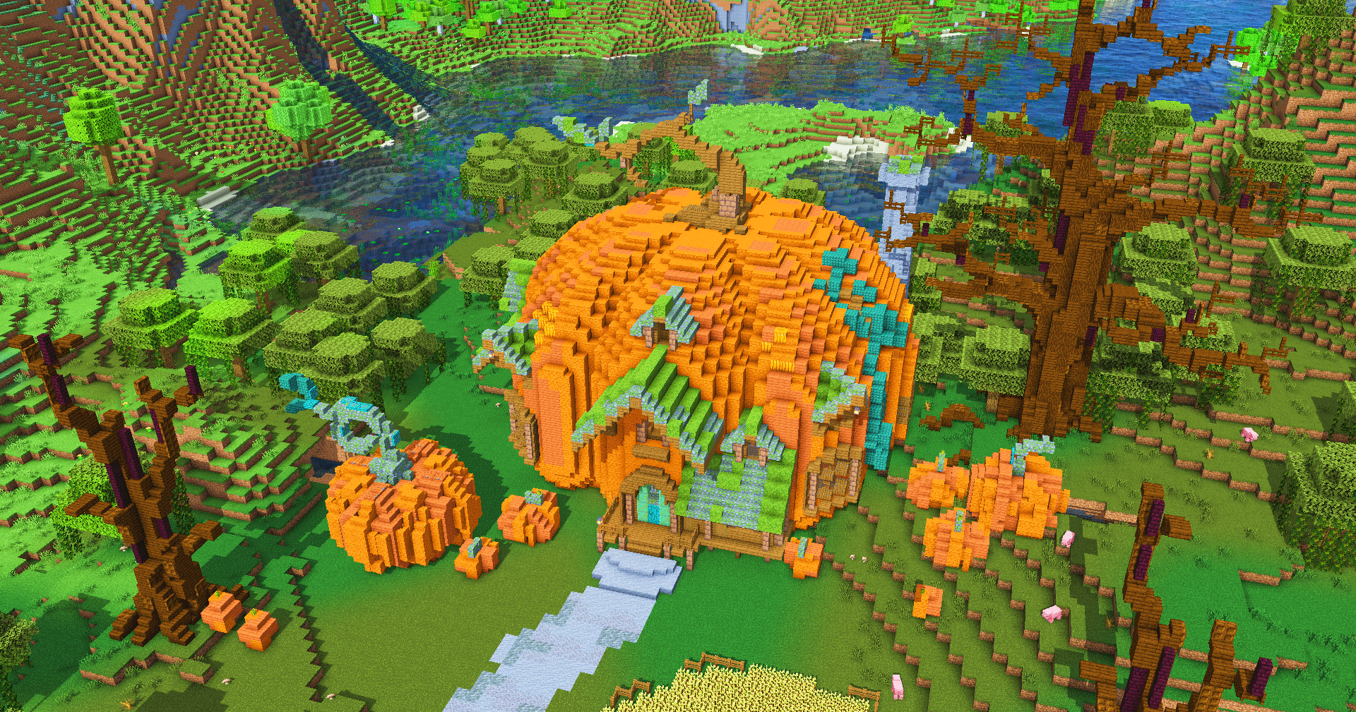 Minecraft Halloween Pumpkin House | 3D Guide @ Charliecustard Builds