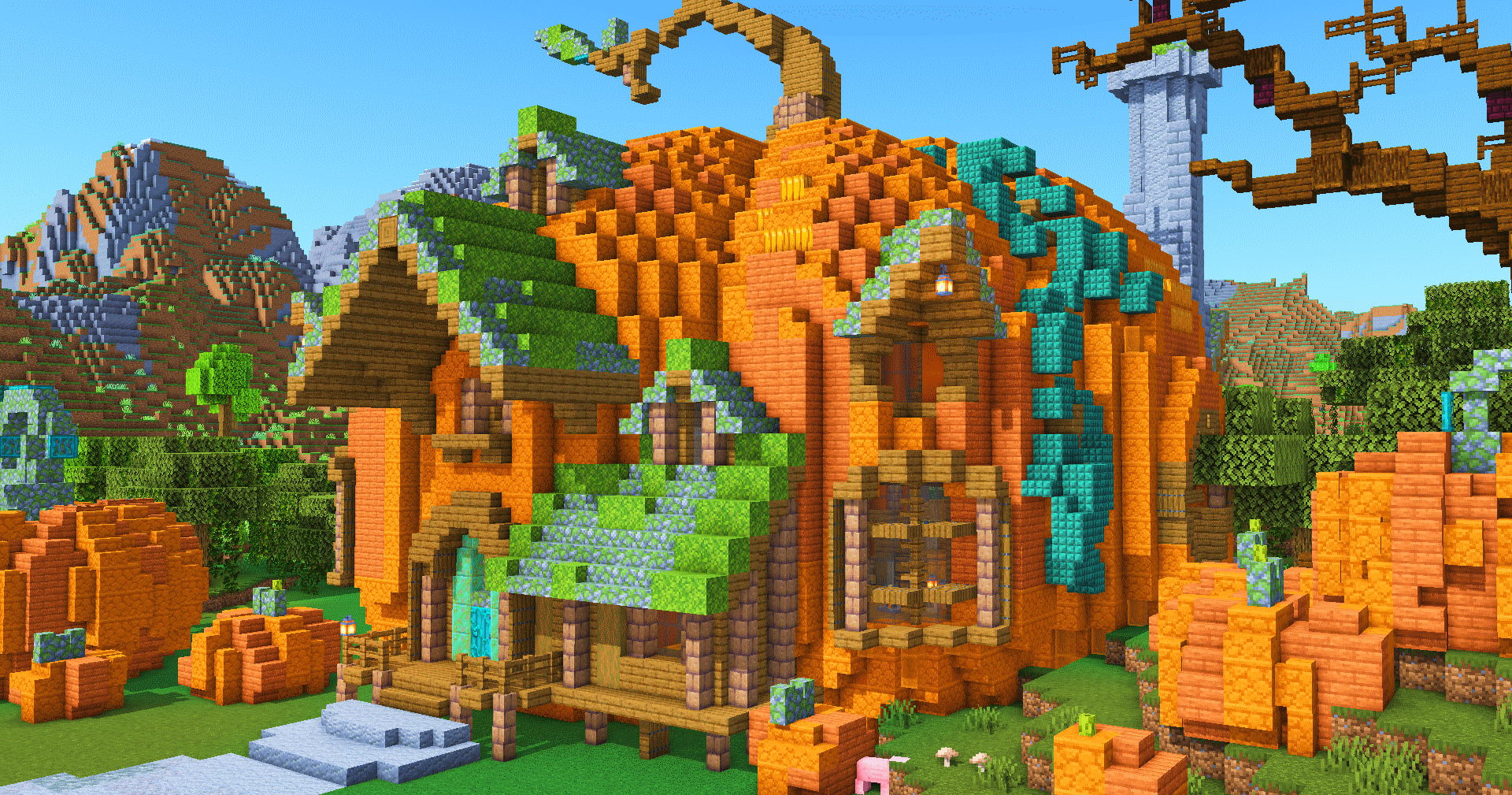 Minecraft Halloween Pumpkin House | 3D Guide @ Charliecustard Builds