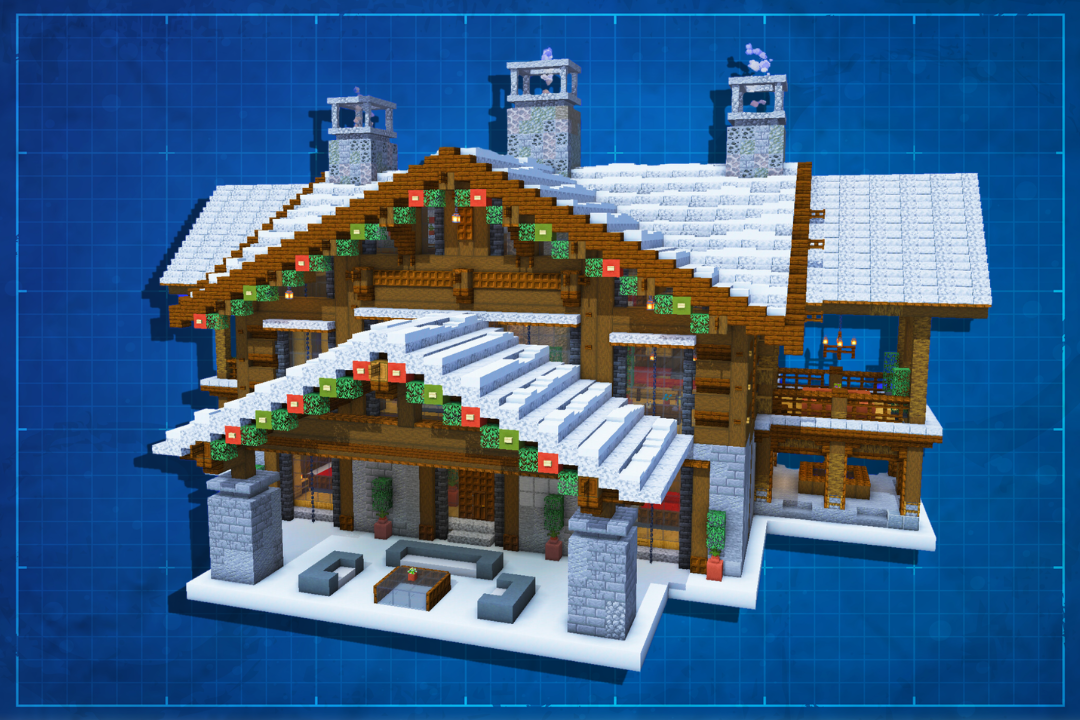 Christmas Log Cabin Retreat | 3D Guide & Download @ Charliecustard Builds