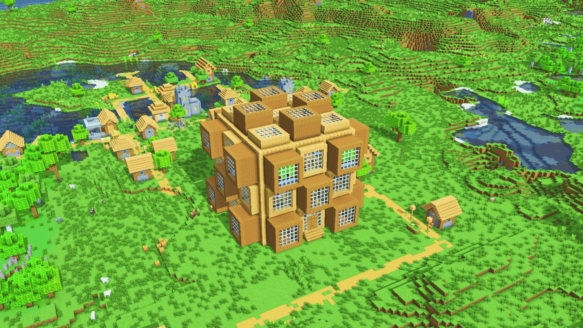 Minecraft Cubic House | Wooden | 3D Guide @ Charliecustard Builds
