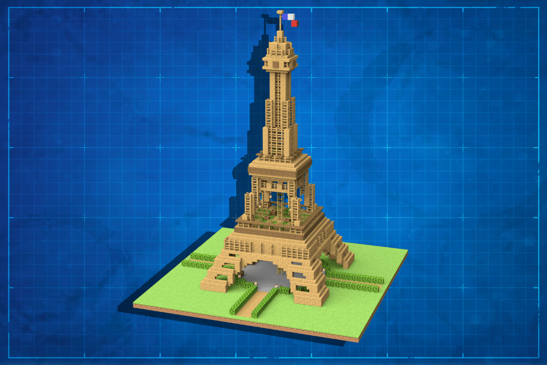 Minecraft Eiffel Tower Survival Base | 3D Guide @ Charliecustard Builds