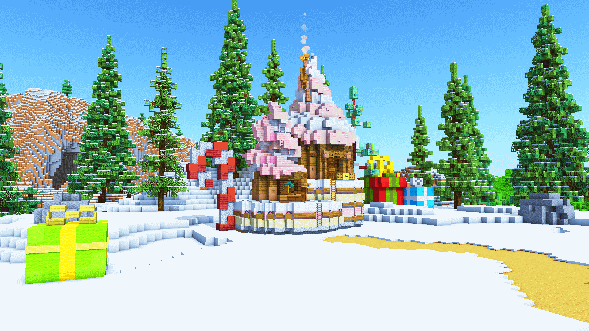 Minecraft Christmas Swirly Cabins | 3D Guide @ Charliecustard Builds